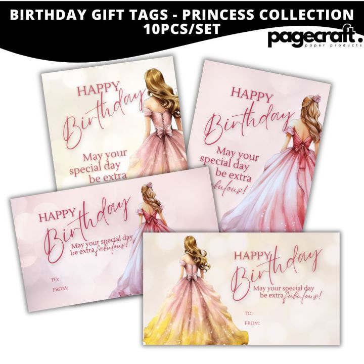 Birthday Gift Tags Princess Collection 10pcs 3.5x2 inches Tag for Gifts ...