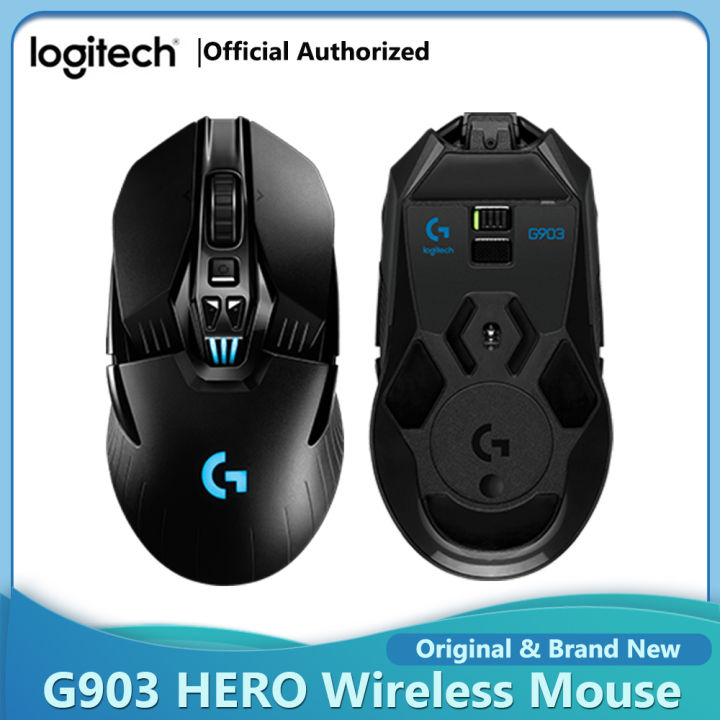 Logitech เดิมฮีโร่ G903ความเร็วแสงอัพเกรดแบบไร้สายเมาส์ RGB 25600DPI ...