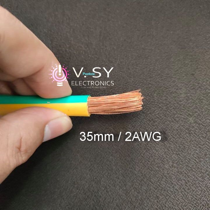 35mm / 2awg / awg2 / Gauge 2 Yellow Green Grounding Cable Battery Cable Welding Cable Wire 450v ...