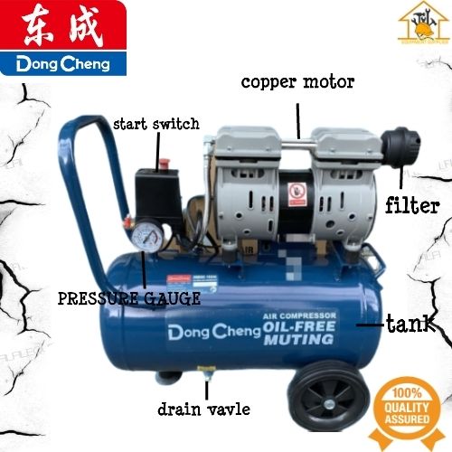 24Liters Dongcheng Silent Type Oil-free Air Compressor 1hp Pure Copper ...