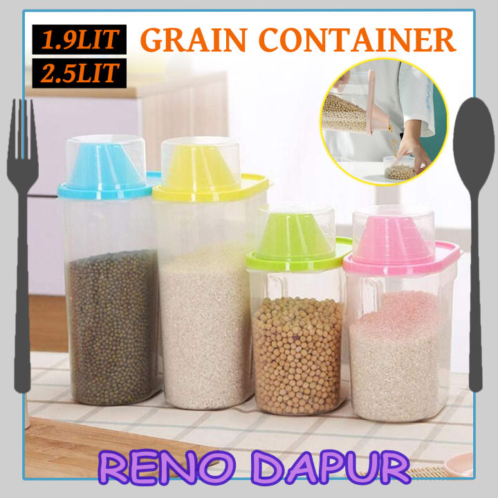 Food Cntainer Rice Dispenser Grain Storage Box Plastic Measuring Cup ...