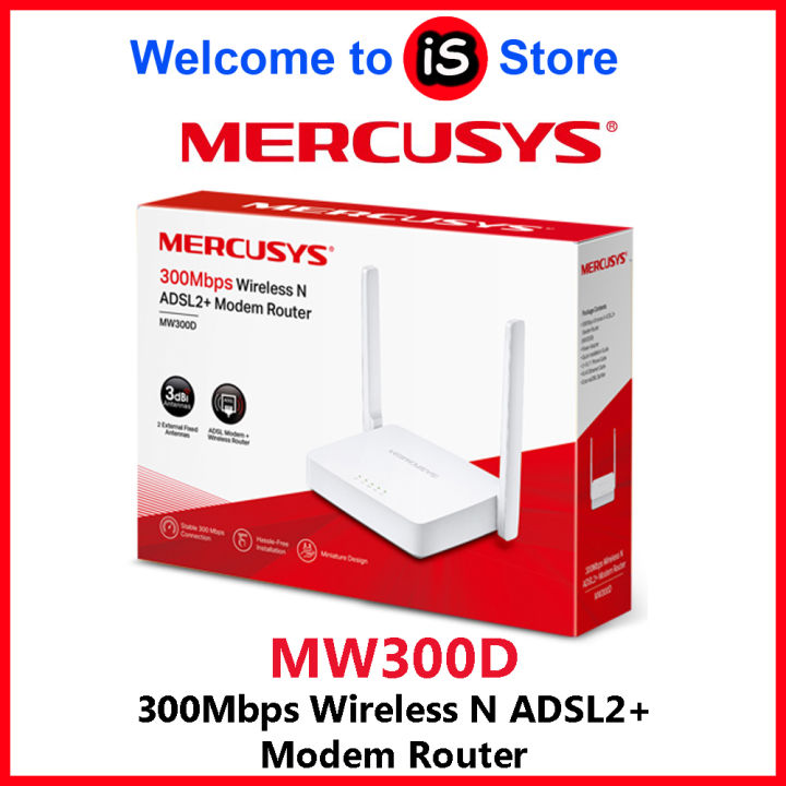 MERCUSYS MW300D 300Mbps Wireless N ADSL2+ Modem Router | Lazada