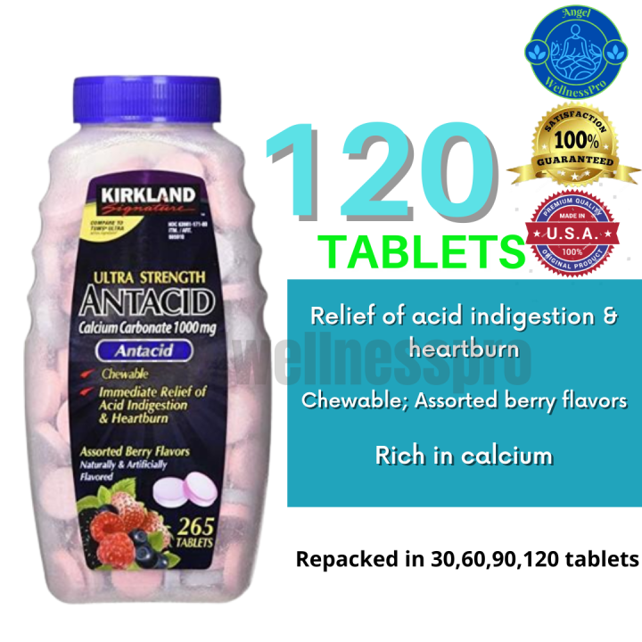 Kirkland Signature Antacid Ultra Strength, 1000 mg- 120 Tablets ...