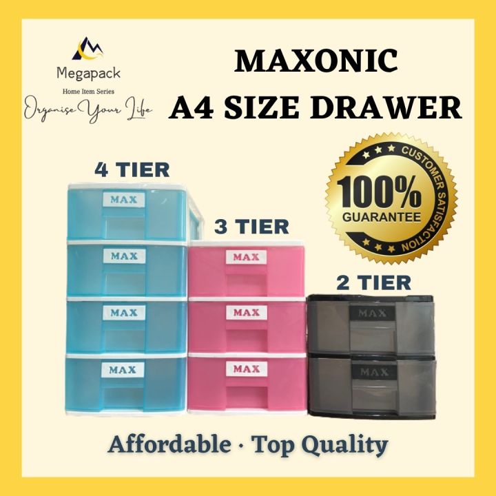 Maxonic 2/3/4 Tier Multi-purpose A4 Size Plastic Storage Drawer ...