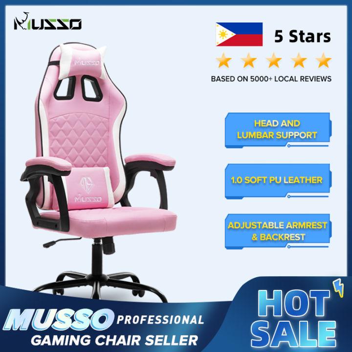 MUSSO 109P Panda Series Contrast Color Gaming Chair, PU Leather ...