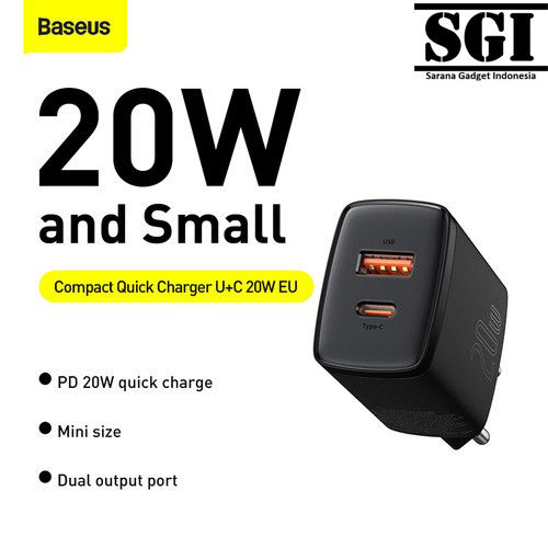 Baseus Adaptor Charger Compact 20W USB Type C Dual Output Iphone Ip ...