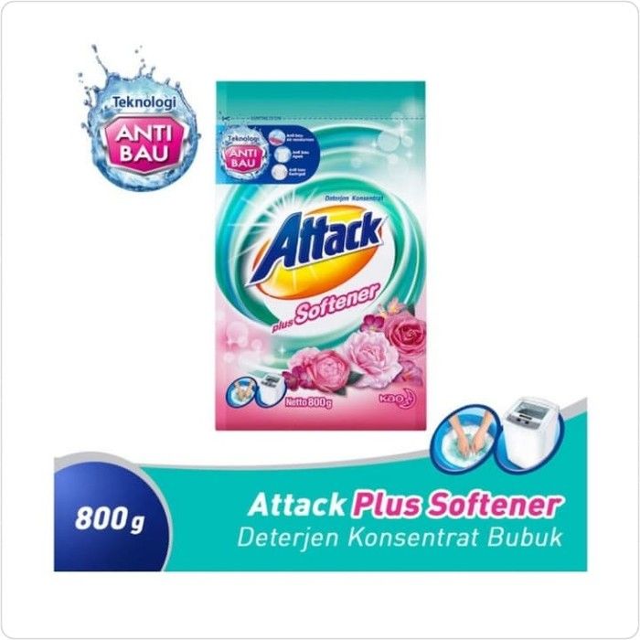 Attack Detergent Plus Softener anti bau 800g 800 gram deterjen | Lazada Indonesia