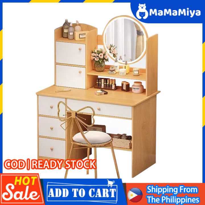 MaMaMiya Table With Mirror Furniture Dresser With Cabinet Led Light ...