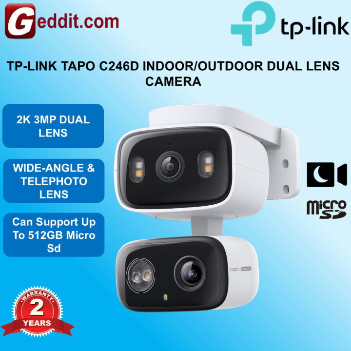 TP-LINK TAPO C246D DUAL-LENS 2K INDOOR OUTDOOR PAN/TILT WIFI CAMERA SMART TRACKING IP65 SMART ...