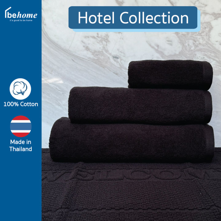 behome ผ้าขนหนู Hotel Collection สีดำ ด้ายคู่ เกรดA (มีขนาดให้เลือก ...
