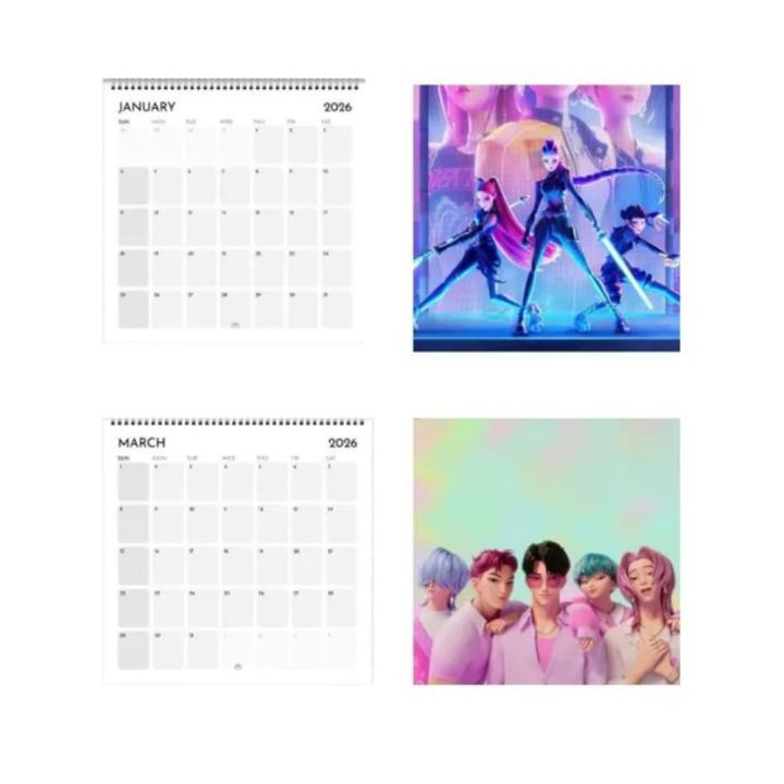 SPRPET KPop Demon Hunters 2026 Calendar Thick Paper Rumi Derpy Devil ...