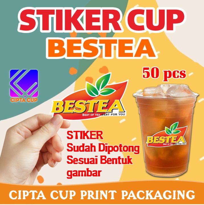 stiker label gelas cup es teh BESTEA | Lazada Indonesia