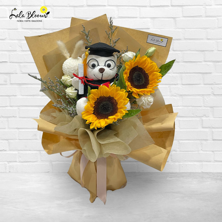 Lala Bloom* Graduation Bouquet/ Sunflower/ Graduation Bear ...