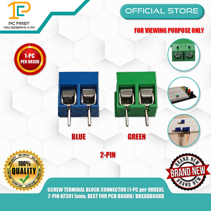PC FIRST SCREW TERMINAL BLOCK CONNECTOR (1-PC per ORDER), 2-PIN KF301 ...
