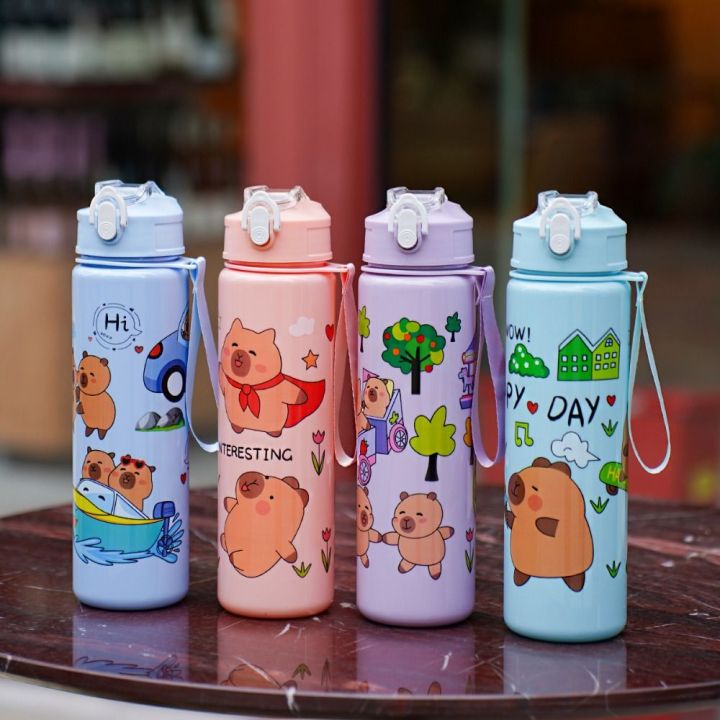 ZYJC MALL 750ml Capybara Water Bottles Straw Cup Cute Capybara Drinking ...