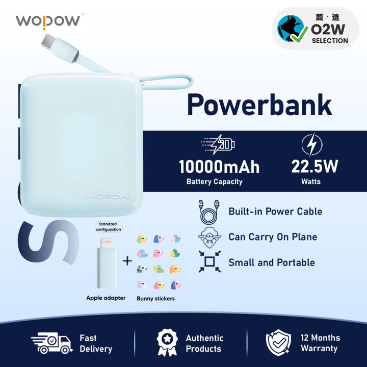 WOPOW Sugar Cube Series SQ57 Portable Powerbank 10000mah with Built-in ...