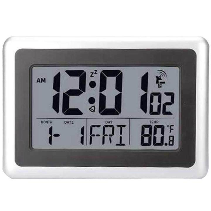 Atomic Digital Wall Clock, Large Lcd Display, Battery Operated, Indoor ...