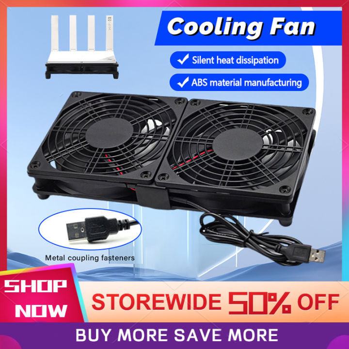 1800RPM USB Powered Cooling Fan Cooler for Router Modem/TV Box(Dual ...