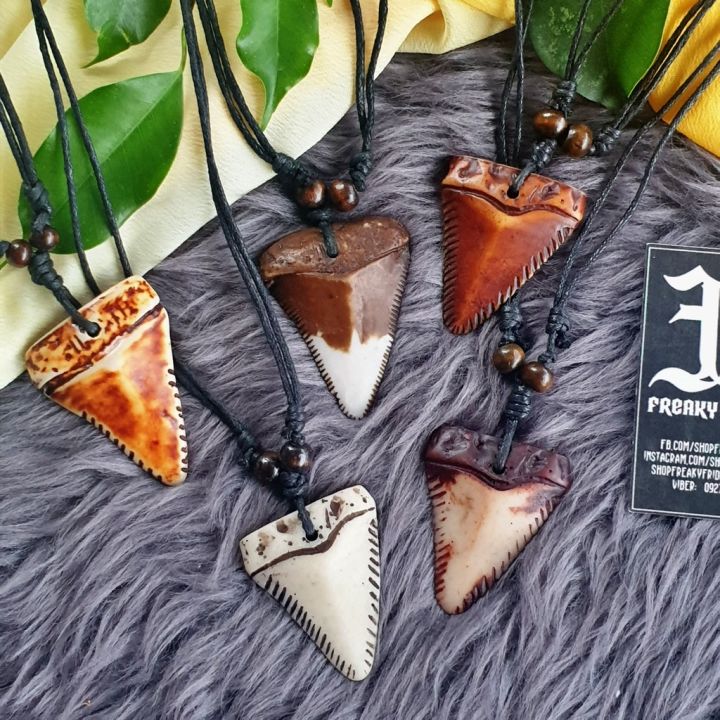 ON HAND Shark Tooth Adjustable Choker Bone Necklace - Sea Beach Bum ...