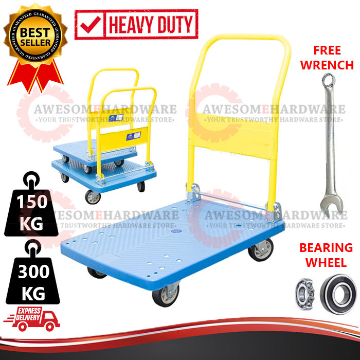 (150KG/300KG) BLUE LION HEAVY DUTY PVC PLATFORM FOUR WHEEL TROLLEY ...