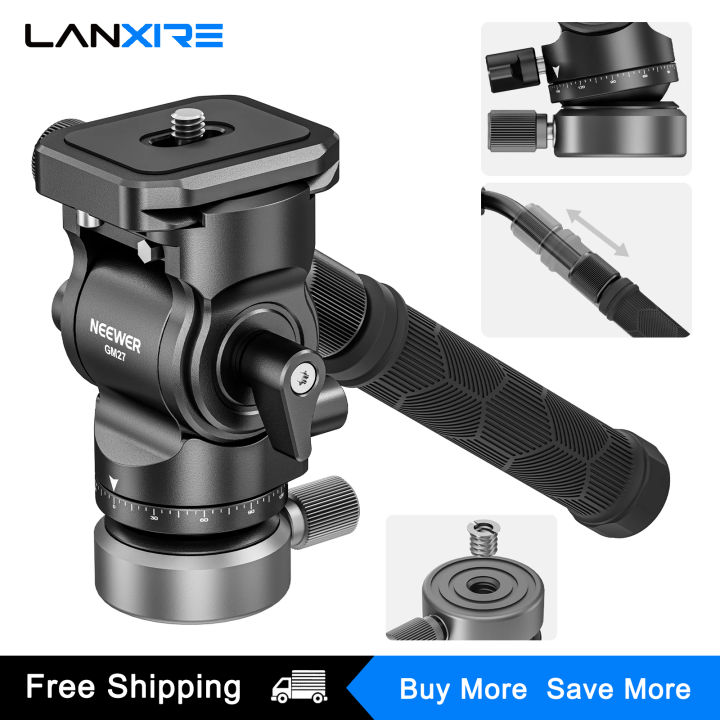 Neewer Tripod Fluid Head with +/-10° Leveling Base, Metal Pan Tilt Head ...