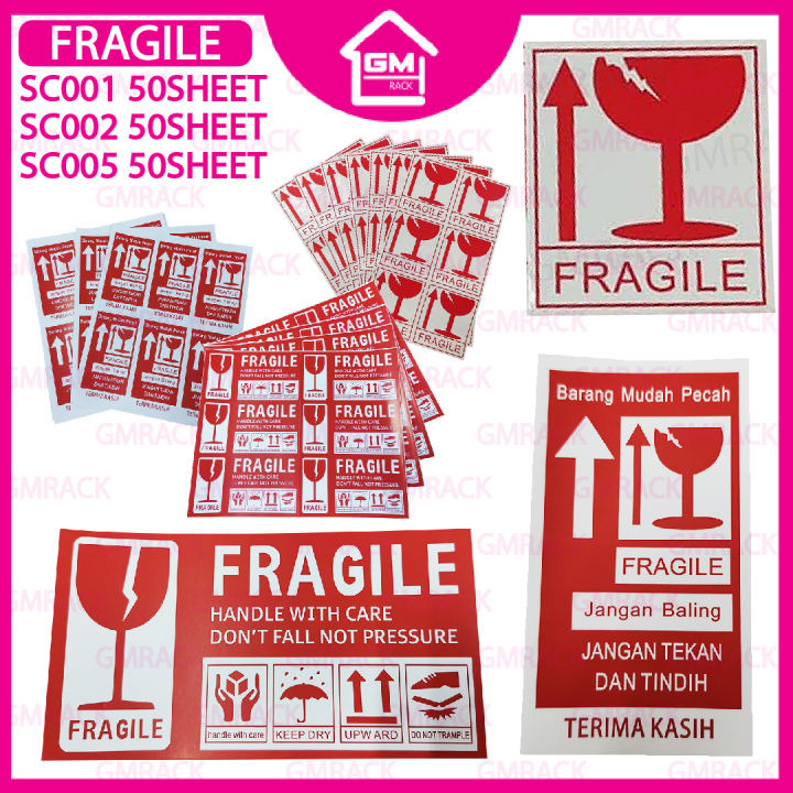 [GMRACK] 300pcs FRAGILE Sticker / Sticker Mudah Pecah JANGAN BALING ...