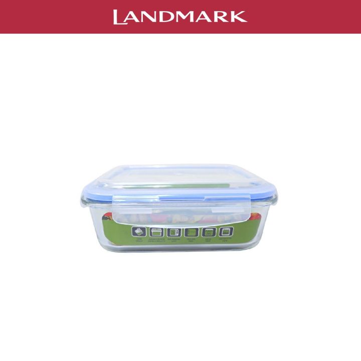 Masflex Rectangular Borosilicate Glass Food Container 1.05L With PP Lid ...