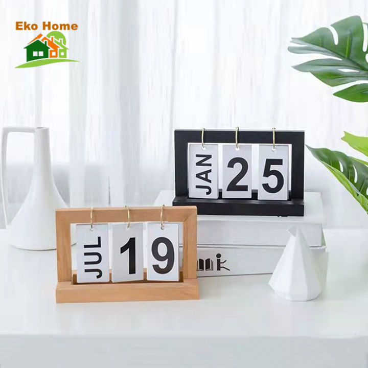 NEW Wooden Page-Turning Calendar Natural Wood Grain Home Decor Office ...