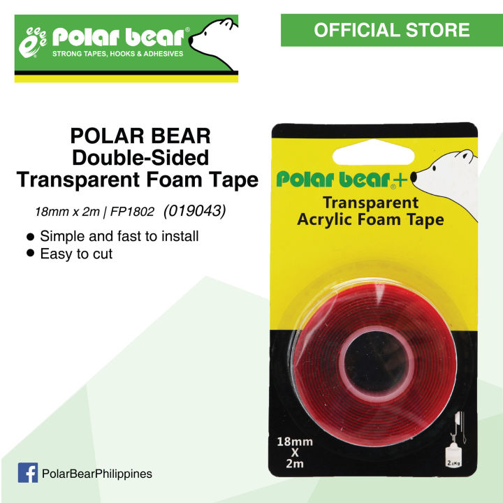 POLAR BEAR Double-Sided Transparent Foam Tape | 18mm x 2m | FP1802 ...