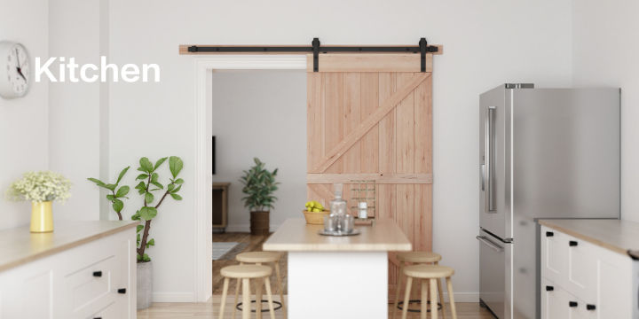 【ELITACO】Urban x Vintage Barn Door Rail Overlapping Bracket Kit Sliding ...