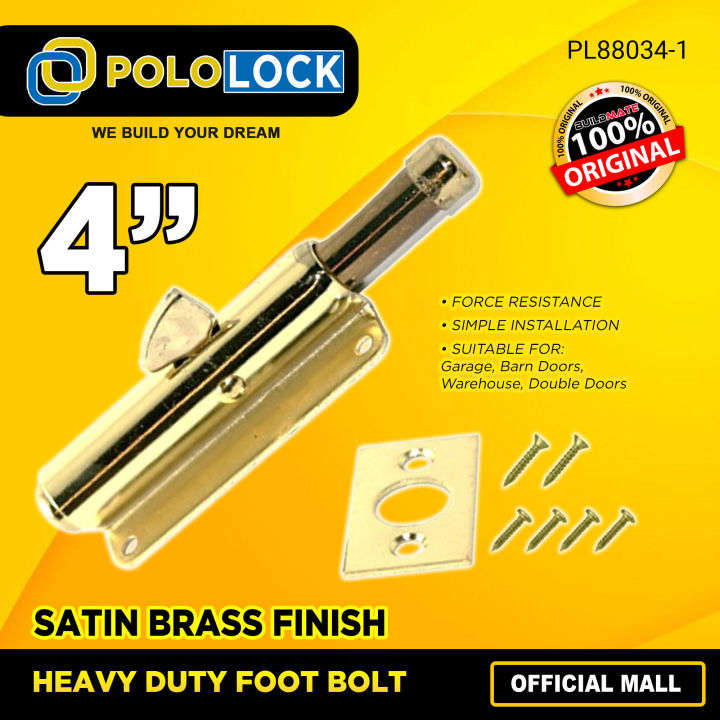 Pololock Heavy Duty Foot Bolt 4" Steel Foot Lock Ground Latch Safety ...