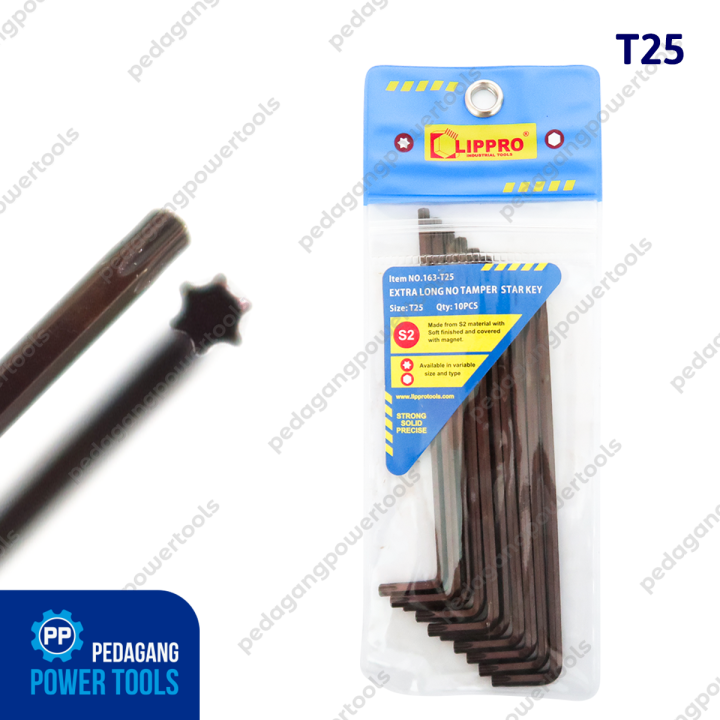 LIPPRO 163-T25 Kunci L Bintang Panjang S2 Extra Long Hex Key Wrench 25 ...