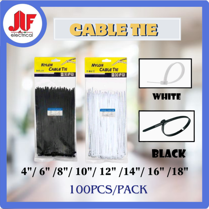 CABLE TIE 4"/6"/8"/10"/12"/14" PENGIKAT KABEL HITAM PUTIH (WHITE/BLACK ...