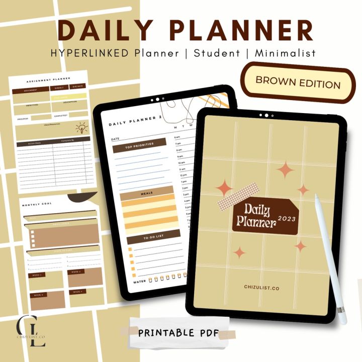 DIGITAL PLANNER 2023 | Daily Planner [ Brown Edition ] Templates ...