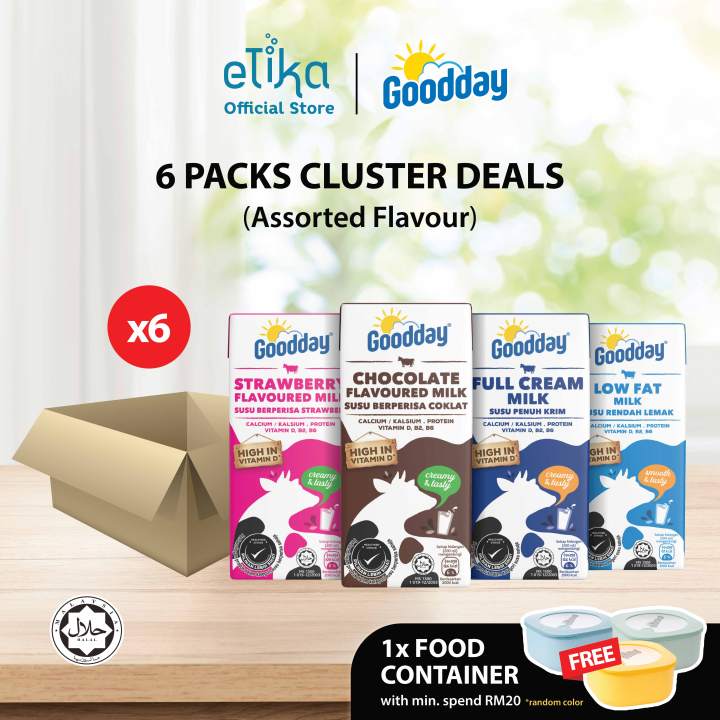Goodday UHT Chocolate/Strawberry/Full Cream/Low Fat Milk 200ml x 6 packs cluster | Lazada