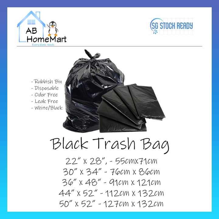 💯 [SG STOCK] BLACK Trash Bag | Rubbish Bag | Disposable Bag | Garbage ...