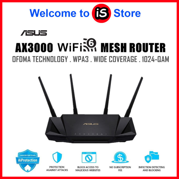 Asus RT-AX3000 Wifi 6 (802.11ax) Wireless Mu-Mimo Gigabit AX Router ...