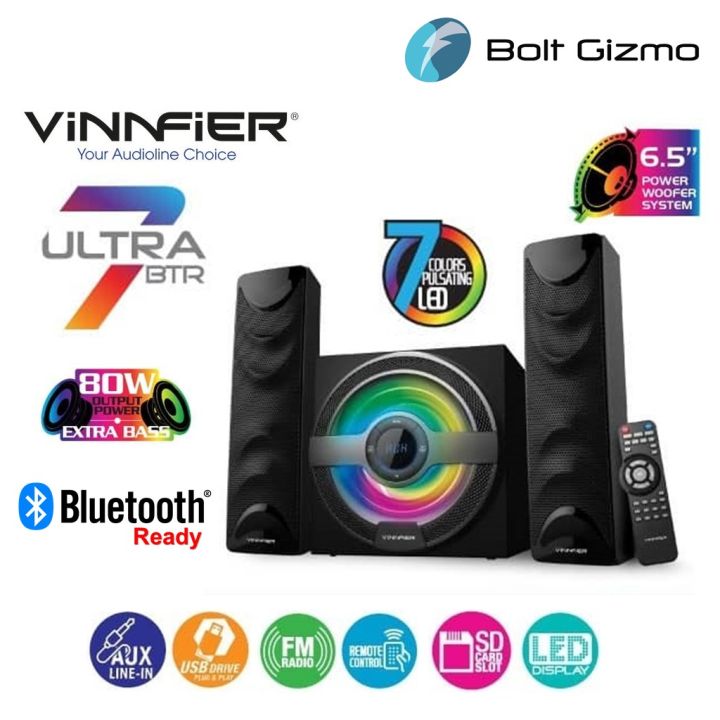 Vinnfier Ultra 7 BTR Multimedia Speaker With USB/SD/AUX/FM Radio/LED ...