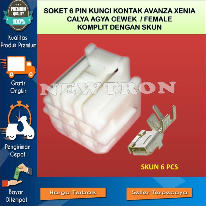 SOKET SOCKET KONEKTOR CONNECTOR KABEL 6 PIN BESAR FEMALE KUNCI KONTAK ...