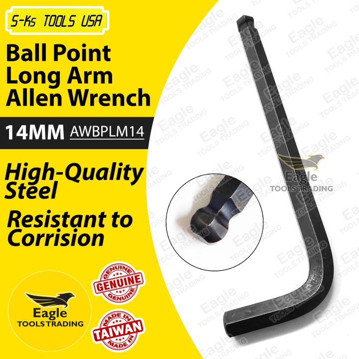 S-Ks Tools USA 14mm Ball Point Long Arm Allen Key Wrench AWBPLM14 ...