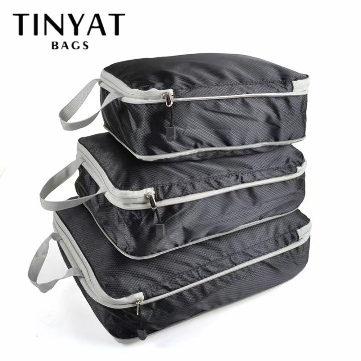 TINYAT Packing Cubes for Travel 3Pcs Travel Cubes Set Foldable Suitcase ...