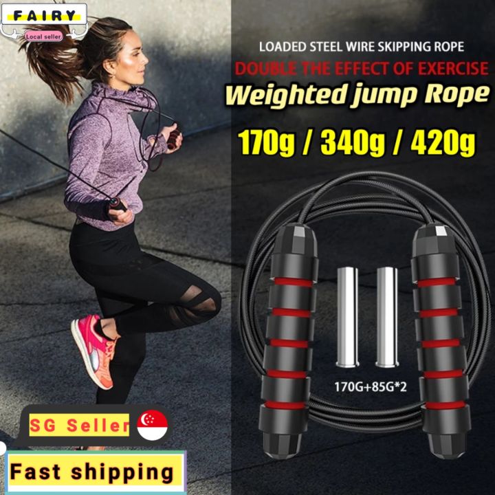 (SG Seller) Weighted Professional Crossfit Jump Rope Tangle-Free ...