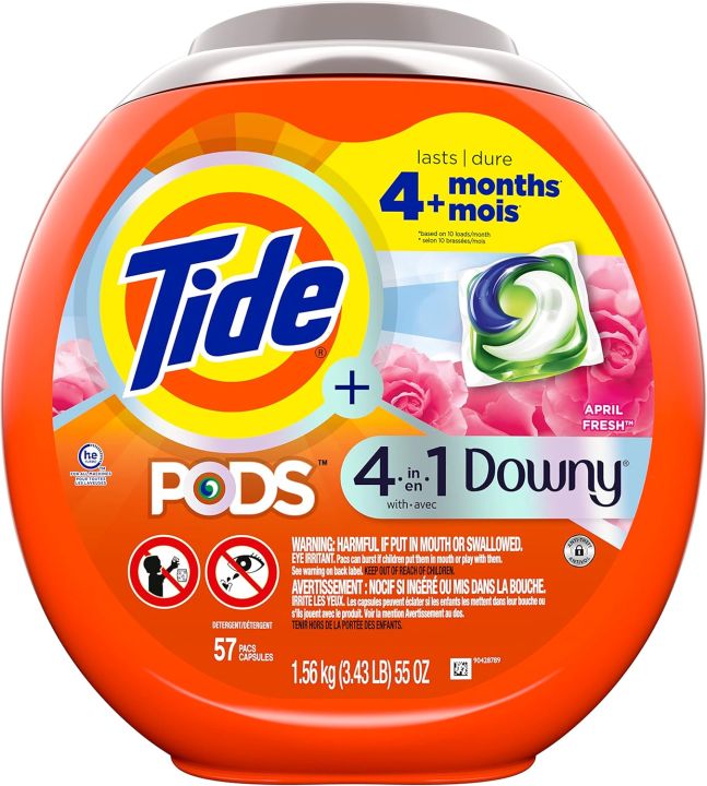 Tide PODS with Downy Liquid Laundry Detergent Pacs April Fresh 57 count ...