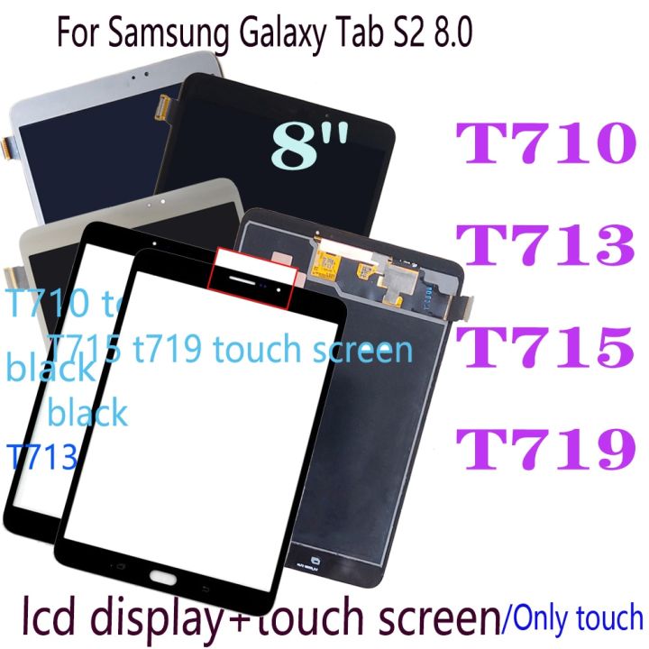 8.0นิ้วสำหรับ Samsung Galaxy Tab S2 SM-T710 T713 T719จอแสดงผล LCD แบบสัมผัสหน้าจอเปลี่ยนการซ่อม ...