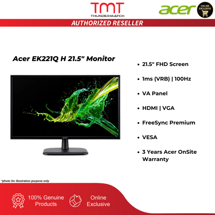 Acer EK221Q H 21.5" Monitor 1ms 100Hz FHD VA Panel HDMI & VGA VESA ...