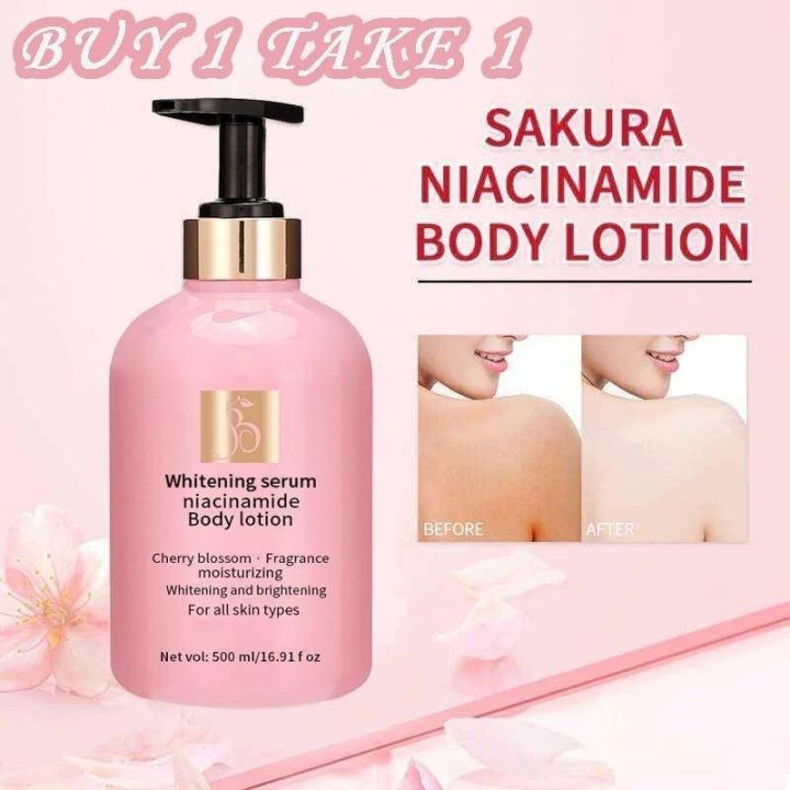 Shawill niacinamide sakura body lotion whitening moisturizing 500 ml +Facial Serum face care ...