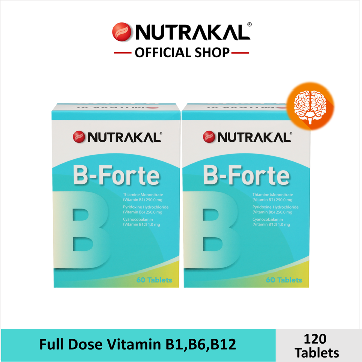 NUTRAKAL B Forte 60 Tablets Pack 2 วิตามินบีรวมเข้มข้น บำรุงและลดปลาย ...