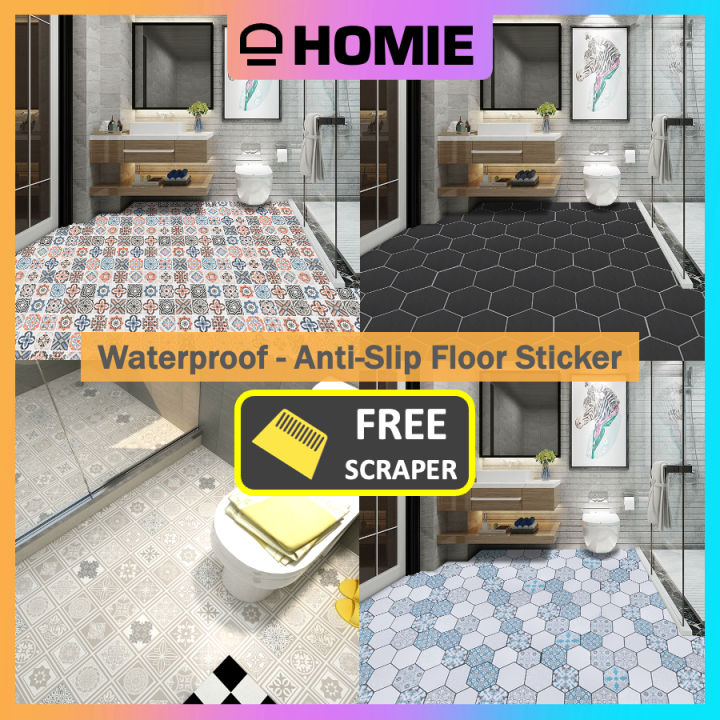 Bathroom Floor Sticker Wallpaper Bilik Air Lantai Pelekat Lantai Bilik ...