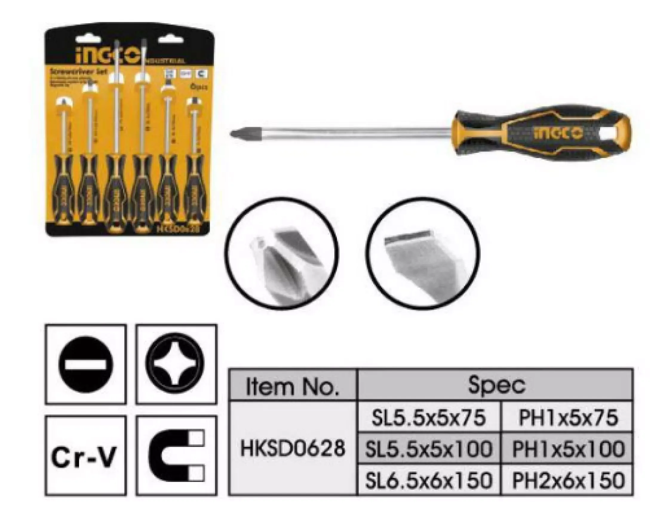 INGCO SCREWDRIVER SET w/Magnetic Tip 2pc, 6pc or 8pc | Lazada Singapore