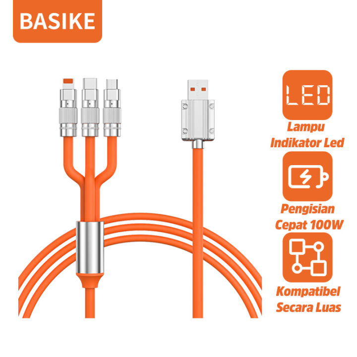 Kabel Data kabel charger fast charging BASIKE 3 in 1 Kabel Data Type C ...
